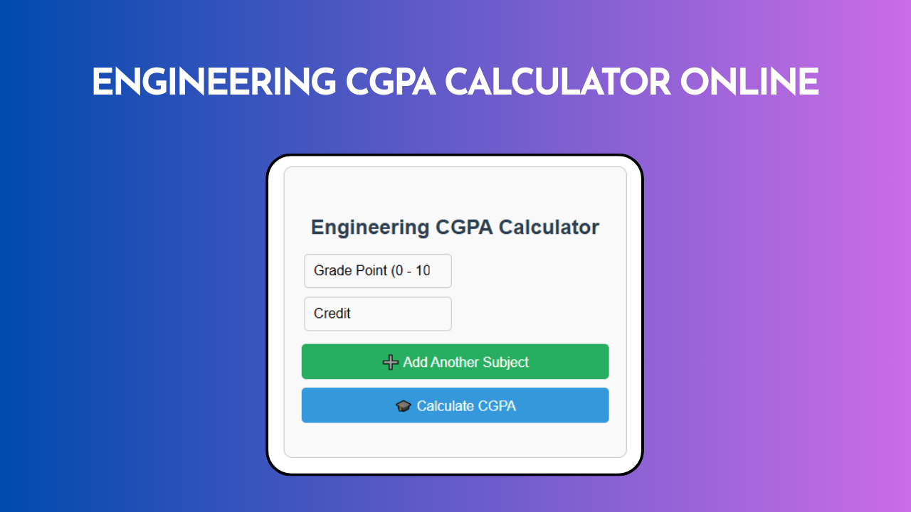 Engineering CGPA Calculator Online 2025
