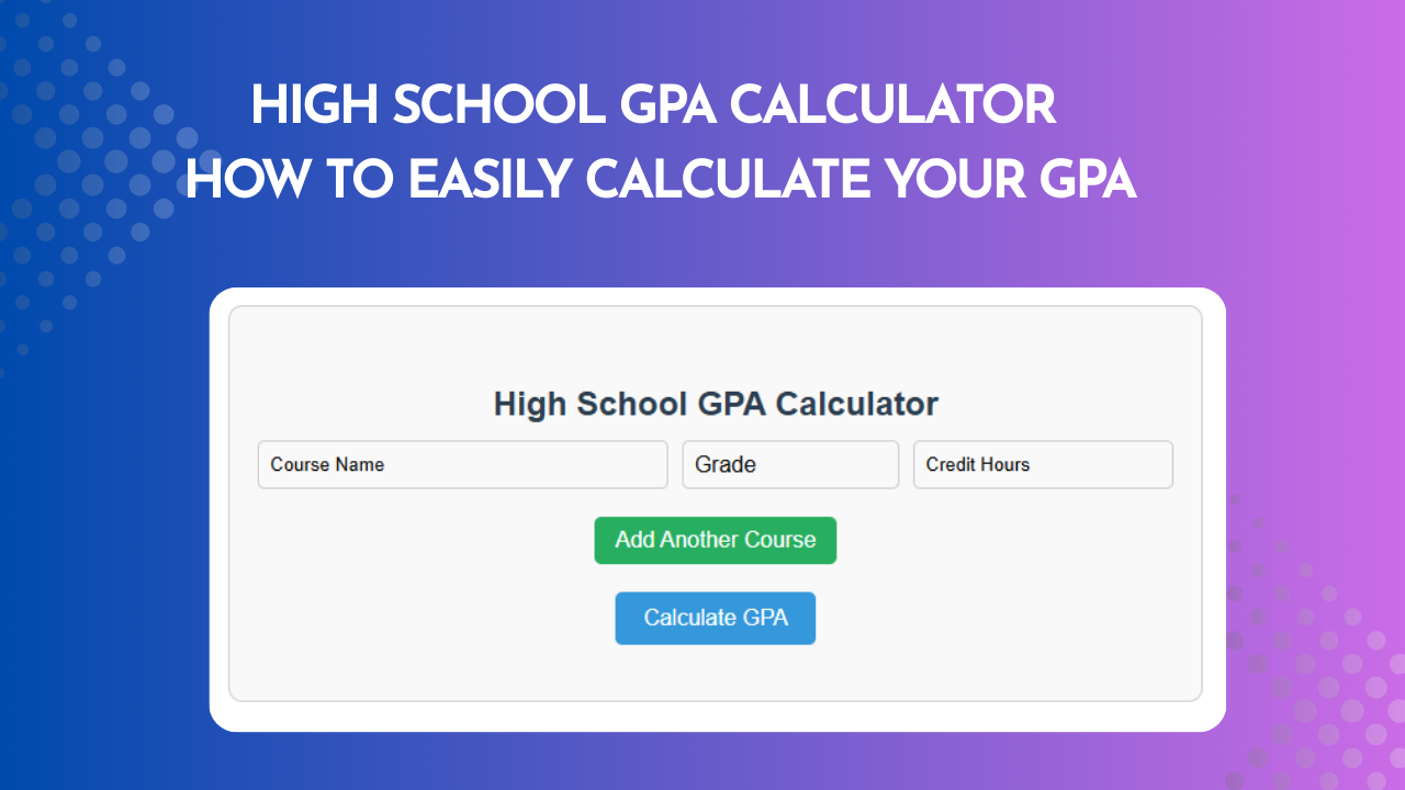 High School GPA Calculator Easily Calculate Your GPA 2025