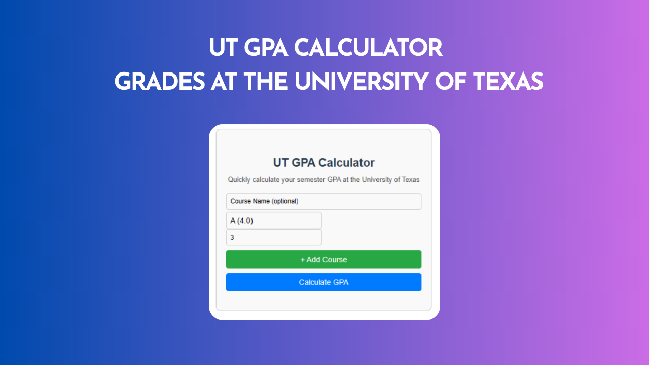 UT GPA Calculator – Grades at the University of Texas 2025